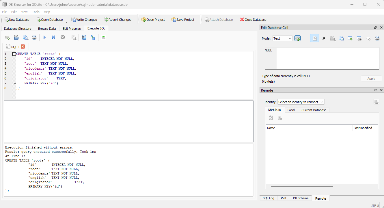 Create a Database and Build a Table with SQL - Advancing Indigenous Language Technologies